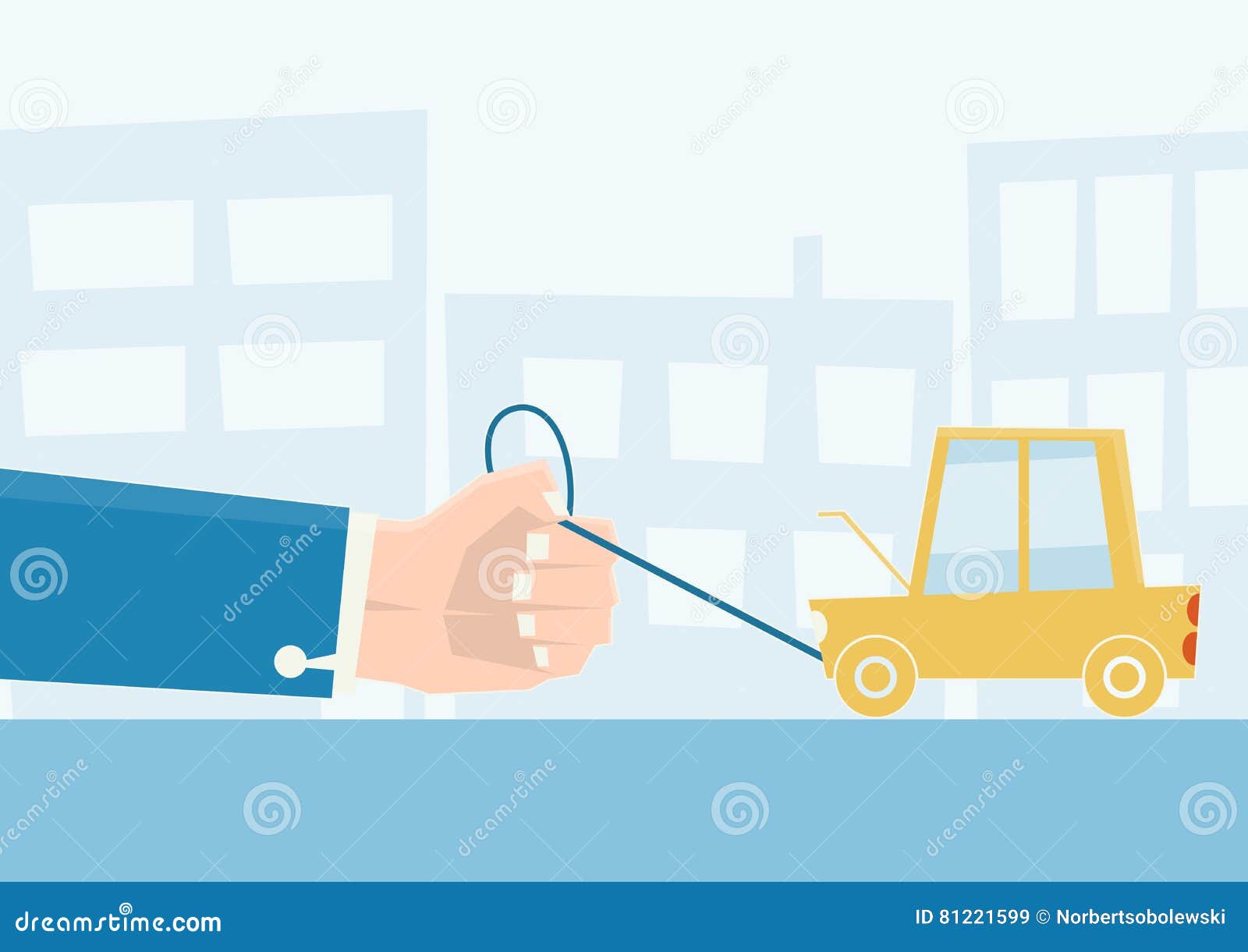 Hand pulling car stock vector. Illustration of hand, simple - 81221599