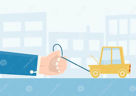 Hand pulling car stock vector. Illustration of hand, simple - 81221599