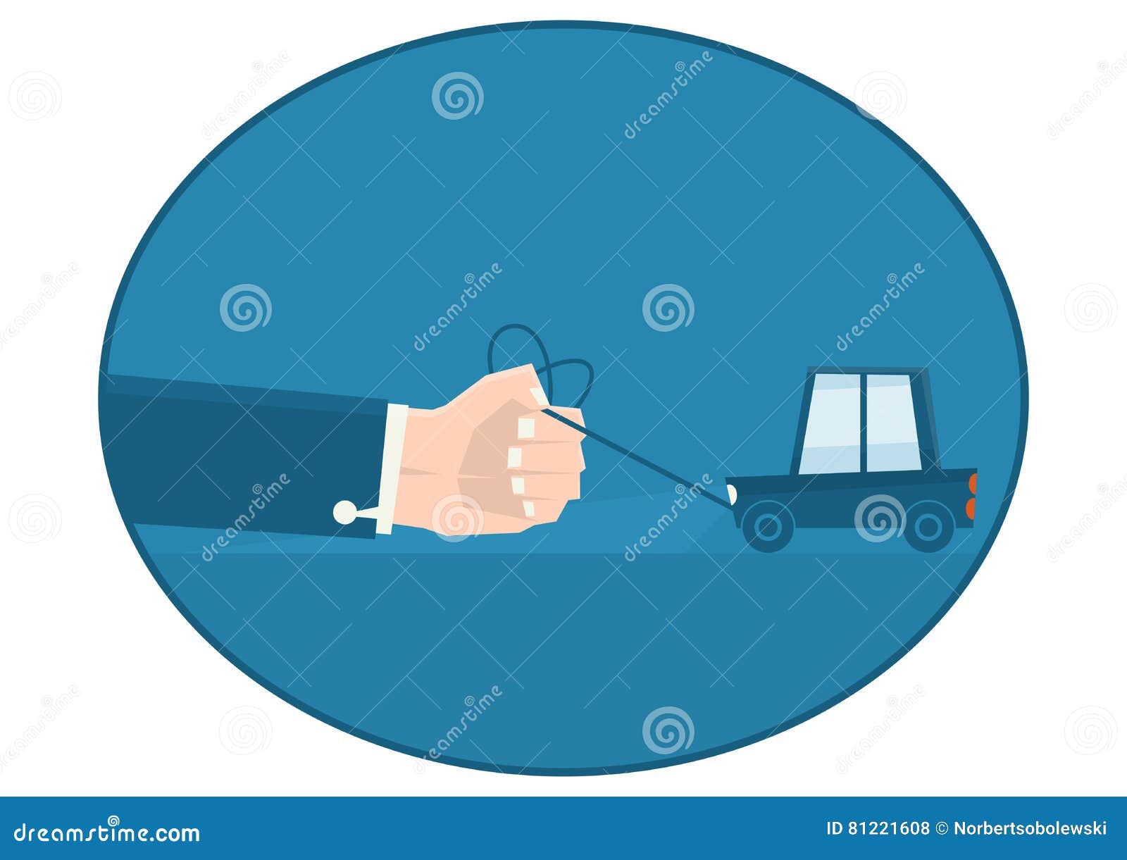 Hand pulling car stock vector. Illustration of simple - 81221608