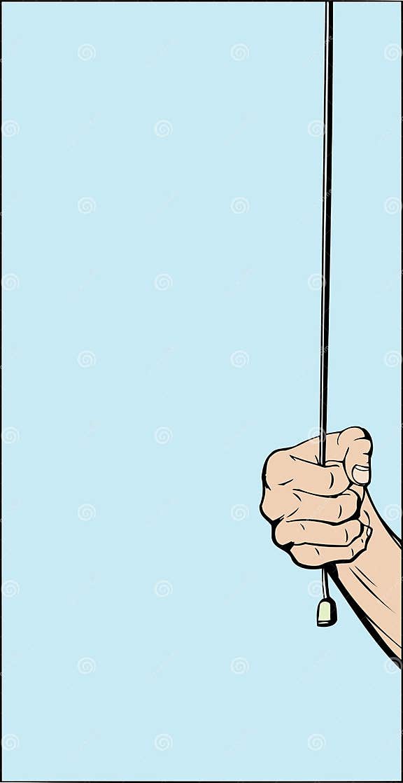 Hand Pulling Cord Over Blue Stock Illustration - Illustration of hands ...