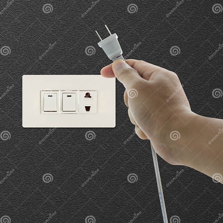 Hand Pulling Electrical Plug Stock Photo - Image of cable, household ...
