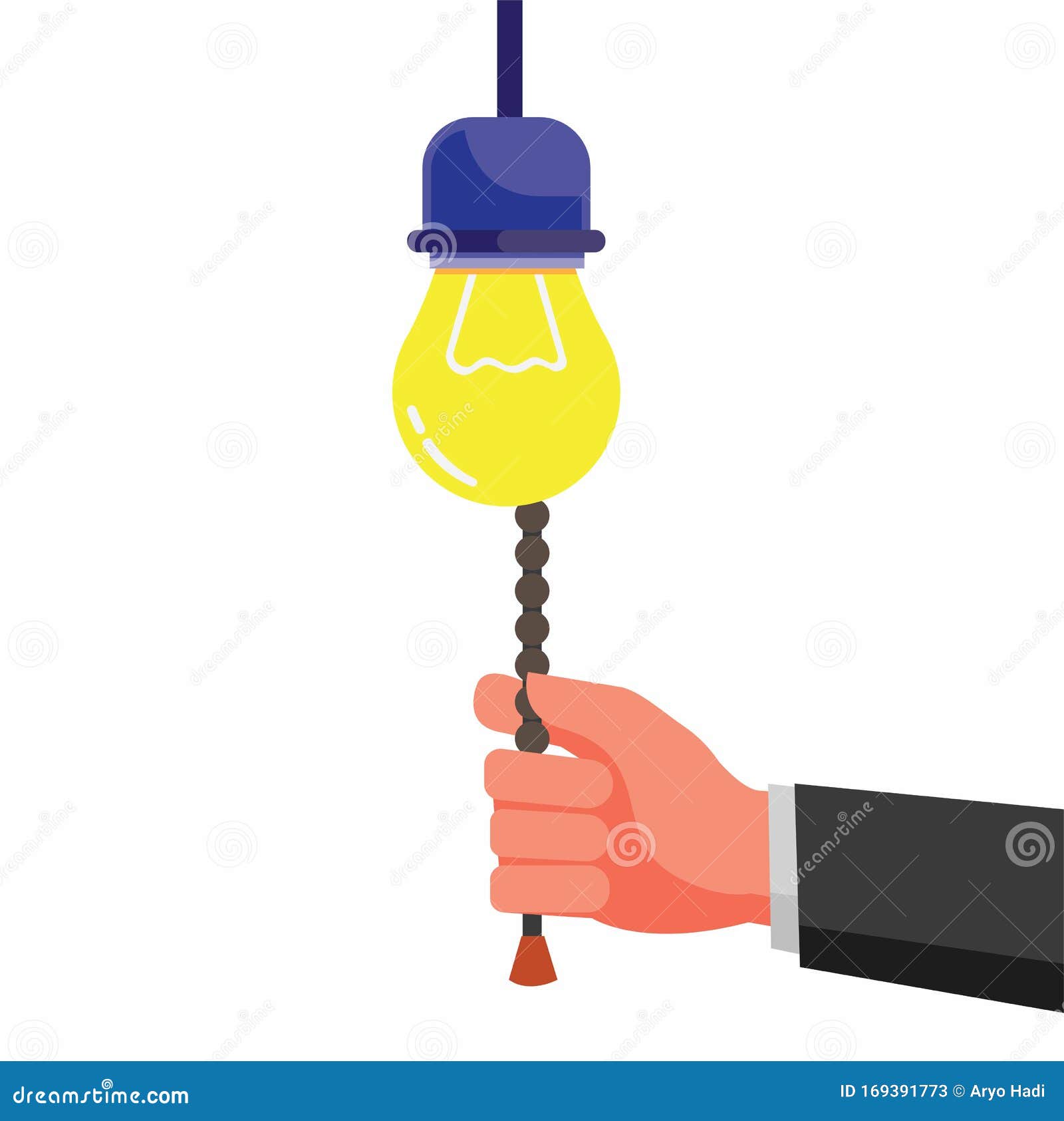Hand Pulling Light Switch, Finding Idea, Saving Electricity Concept ...