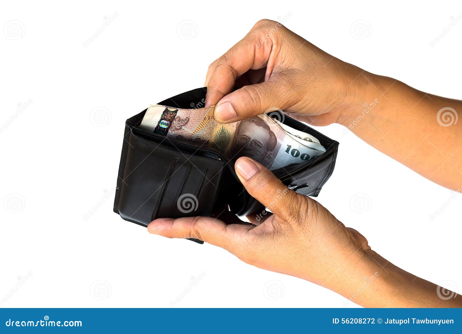 Hand Pulling Money Out Of The Wallet Stock Photo - Image of banknote ...
