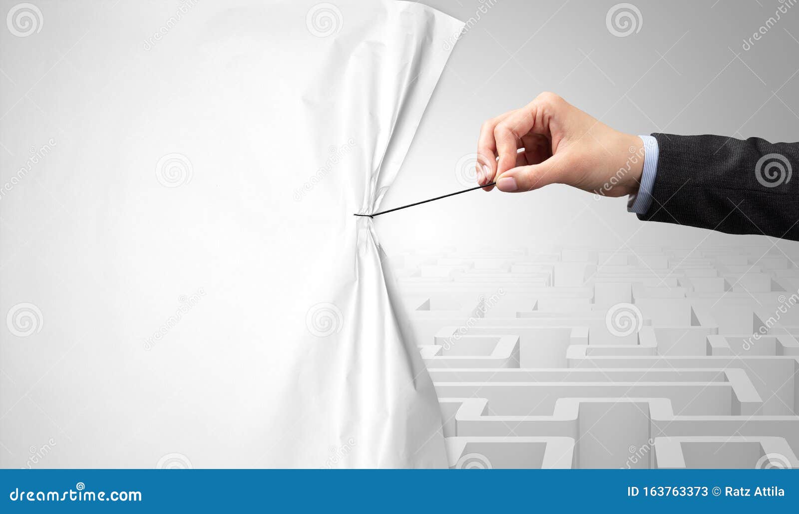 Hand pulling paper curtain stock image. Image of background - 163763373