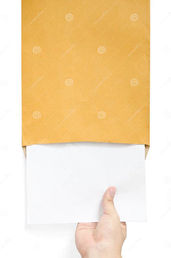 Hand Pulling Paper from Envelope Stock Photo - Image of paper, space ...