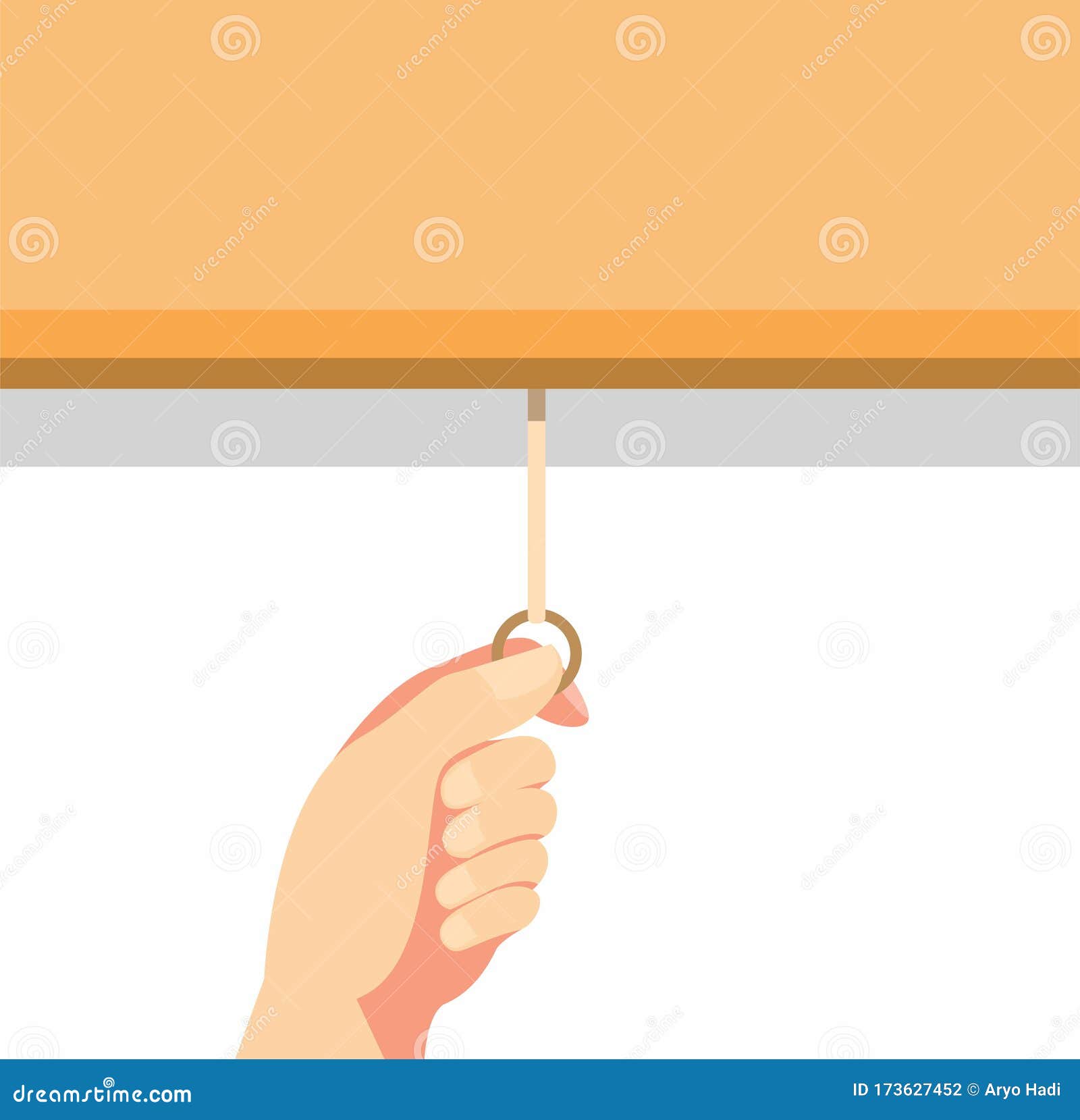 Hand Pulling Roller Curtain Or Projector Screen In Cartoon Flat ...