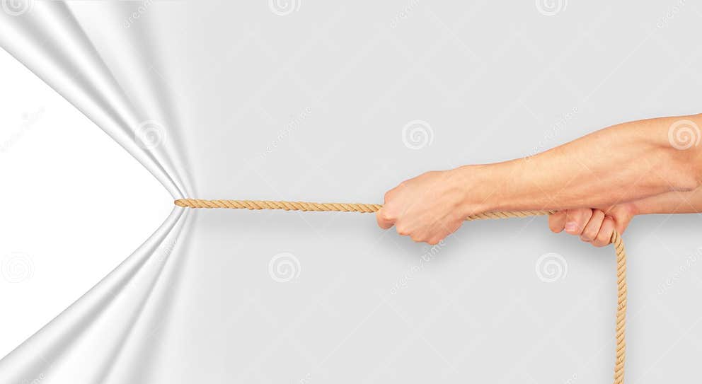 Hand Pulling Rope and Drawing Stock Photo - Image of human, message ...