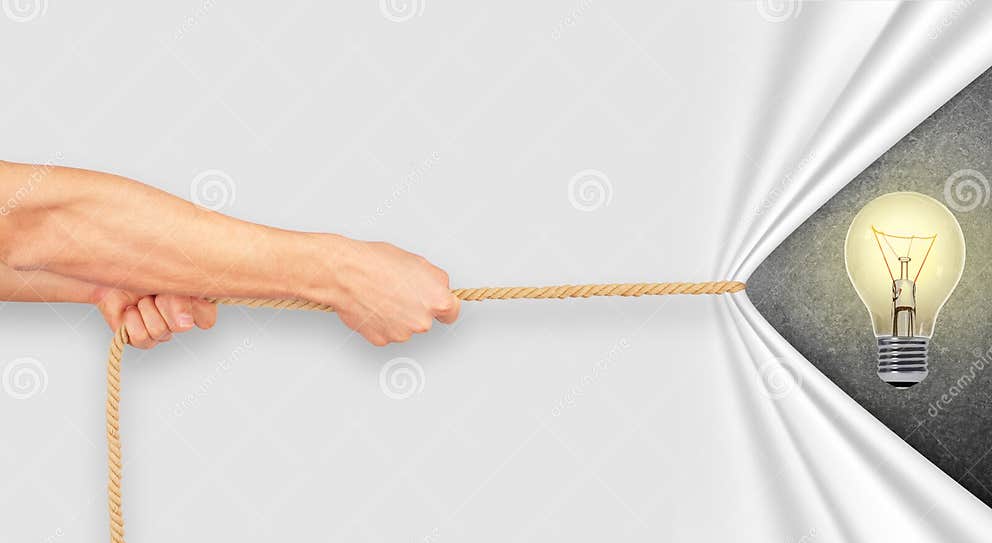 Hand Pulling Rope and Drawing Stock Image - Image of caucasian ...