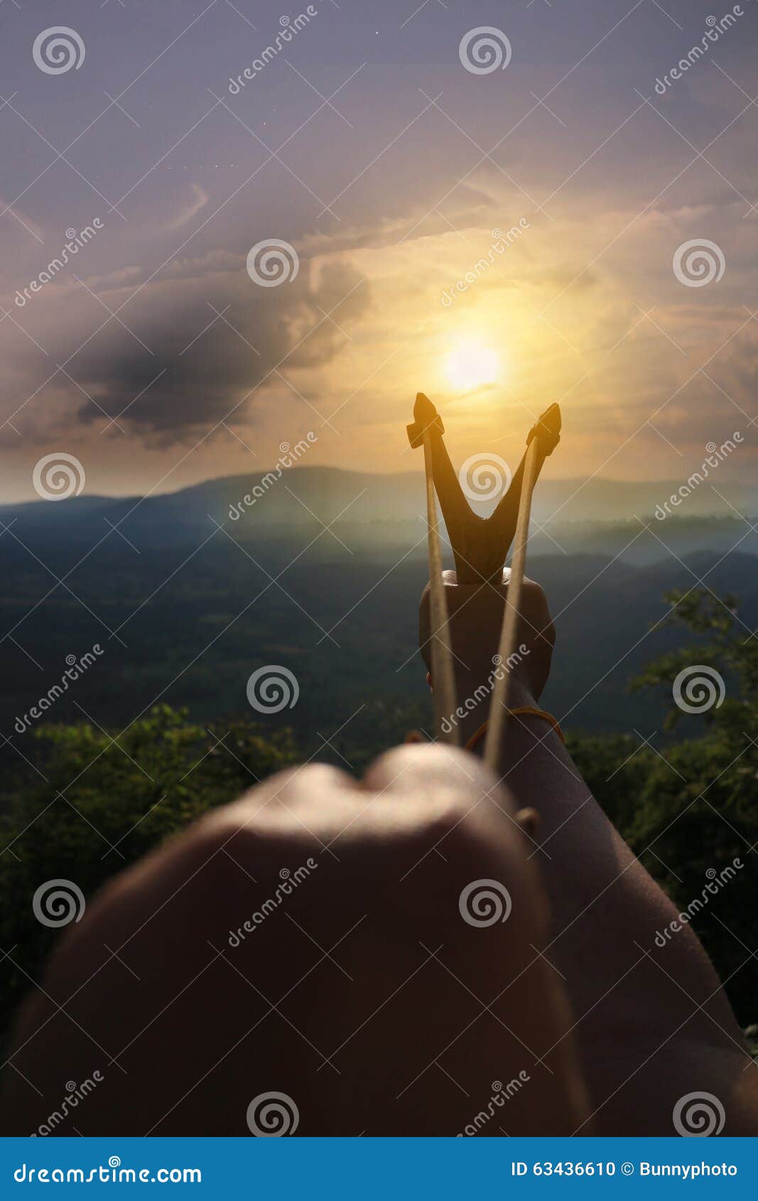 Hand pulling slingshot stock photo. Image of wood, handmade - 63436610