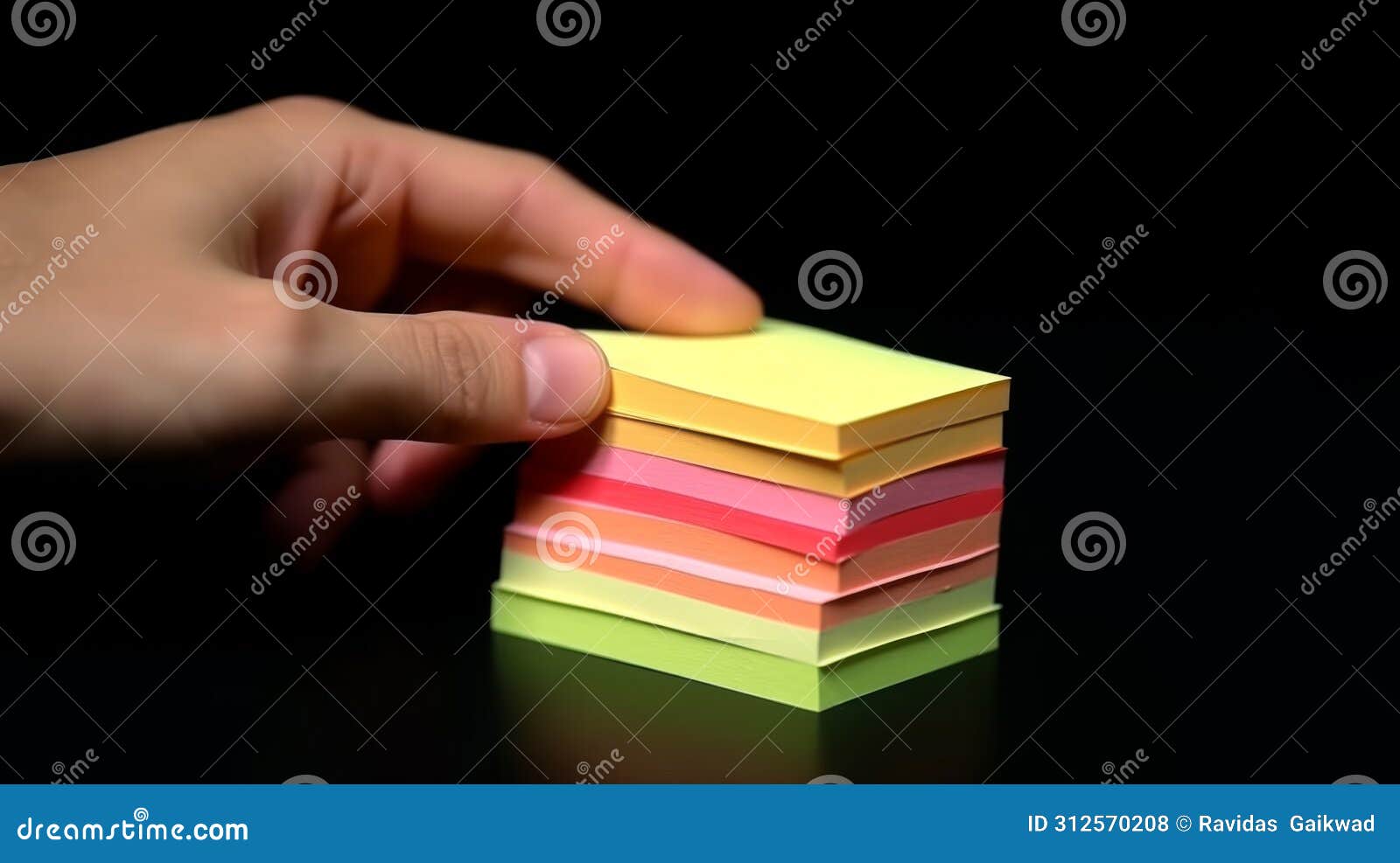 Hand Pulling Sticky Note from a Stack Stock Illustration - Illustration ...