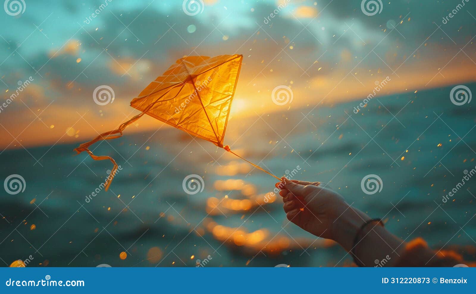 Hand Pulling the String of a Kite Stock Image - Image of party, pastime ...