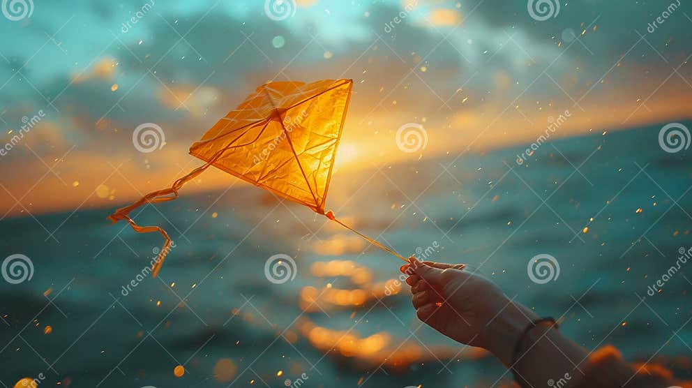 Hand Pulling the String of a Kite Stock Image - Image of party, pastime ...