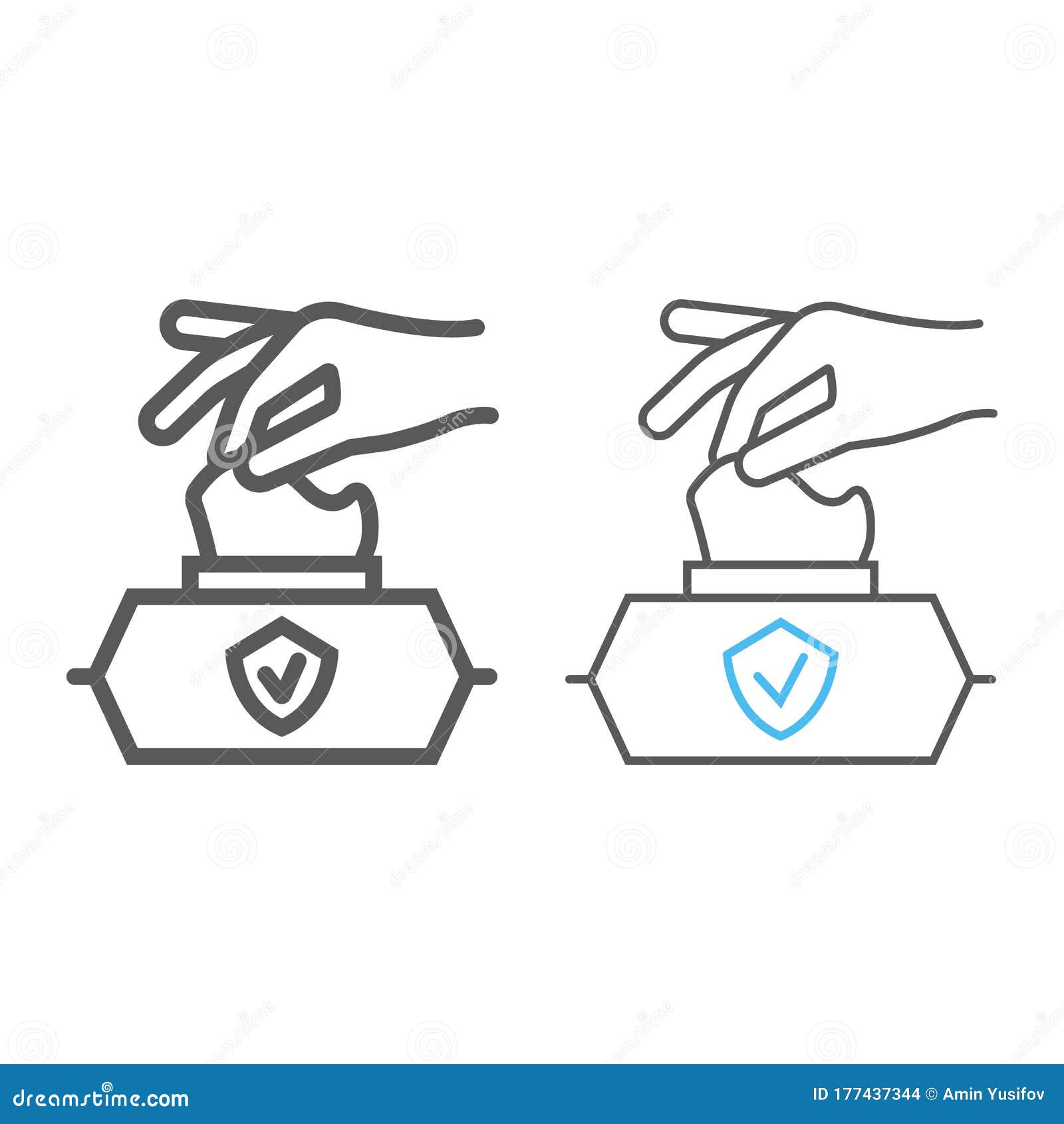 Hand Pulling Wet Tissue Line And Color Line Icon, Wash And Hygiene ...