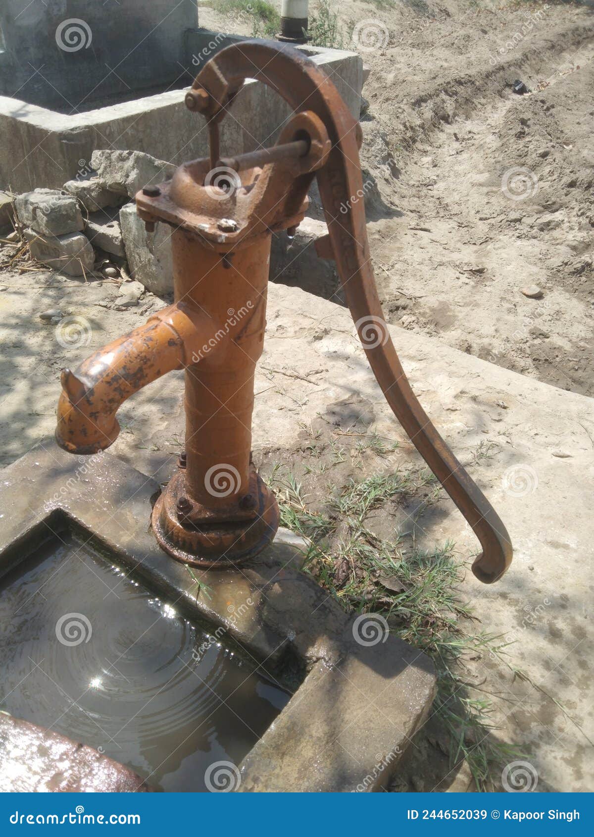 Hand Pump of Water in Field Stock Image - Image of pump, hand: 244652039