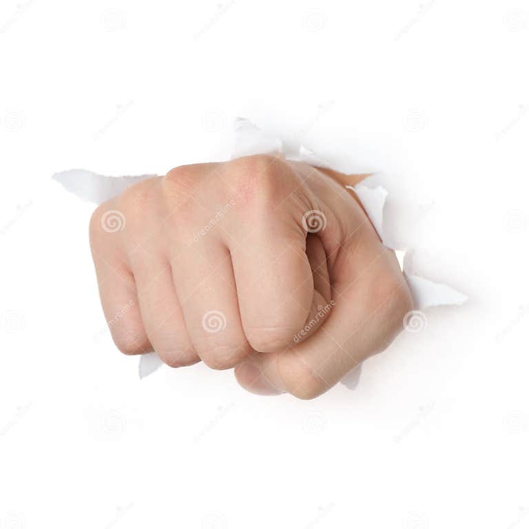 Hand Punching through Paper Stock Image - Image of hand, conceptual ...