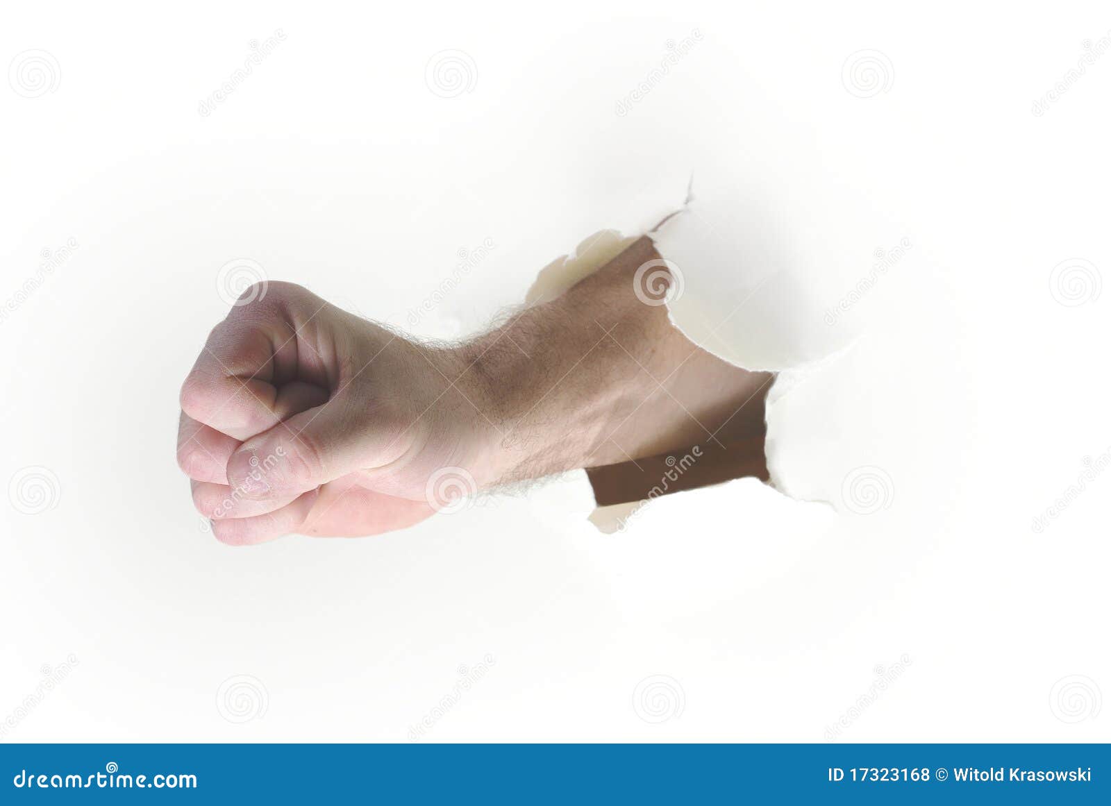 Hand Punching Through Paper Stock Photo - Image of hole, white: 17323168