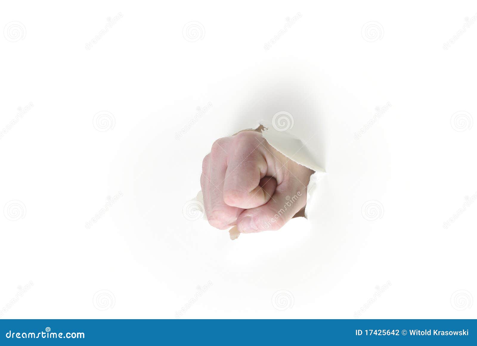 Hand Punching through Paper Stock Photo - Image of tough, sign: 17425642