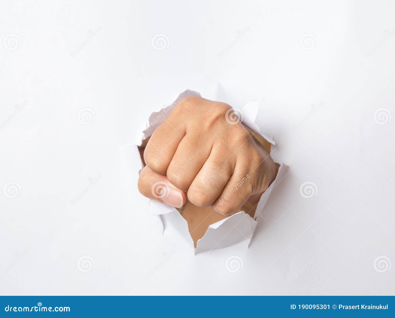 Hand Punching through the Paper Stock Image - Image of sign, design ...