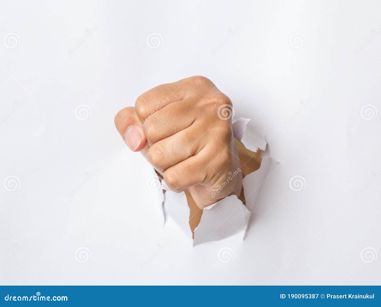 Hand Punching through the Paper Stock Image - Image of punch, showing ...