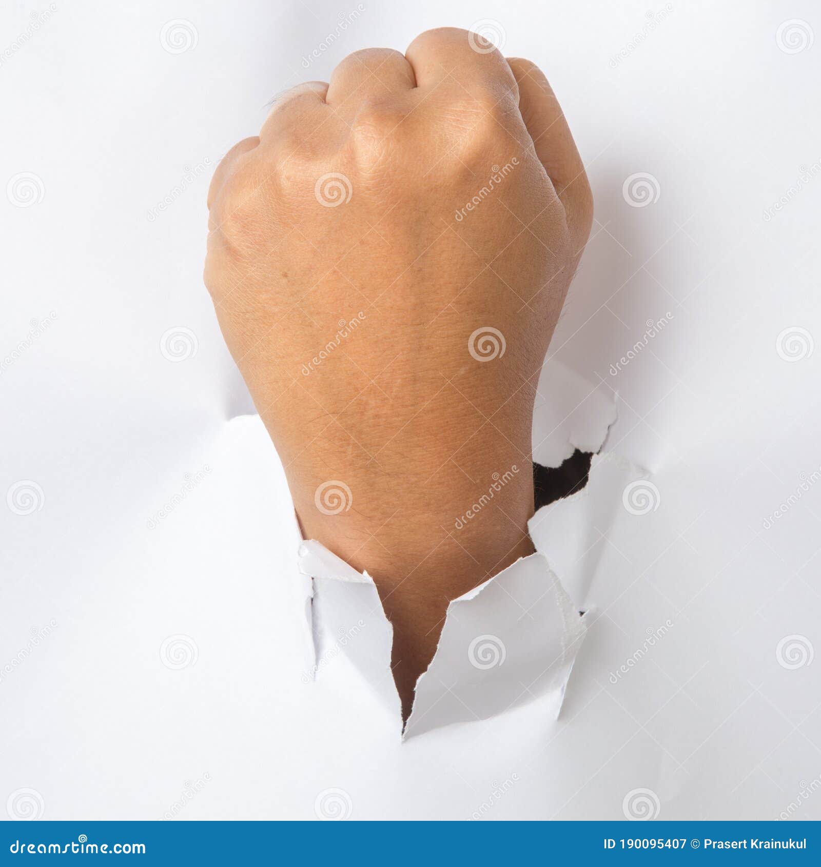Hand Punching through the Paper Stock Image - Image of single, fist ...