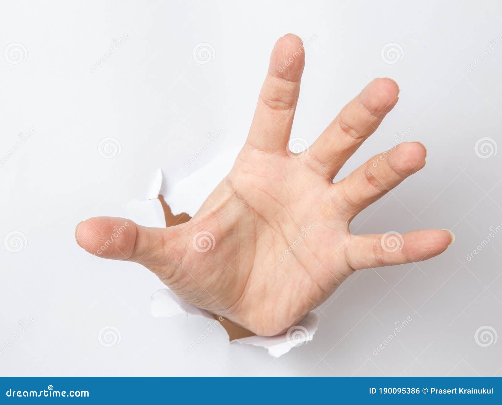 Hand Punching through the Paper Stock Photo - Image of hand, isolated ...