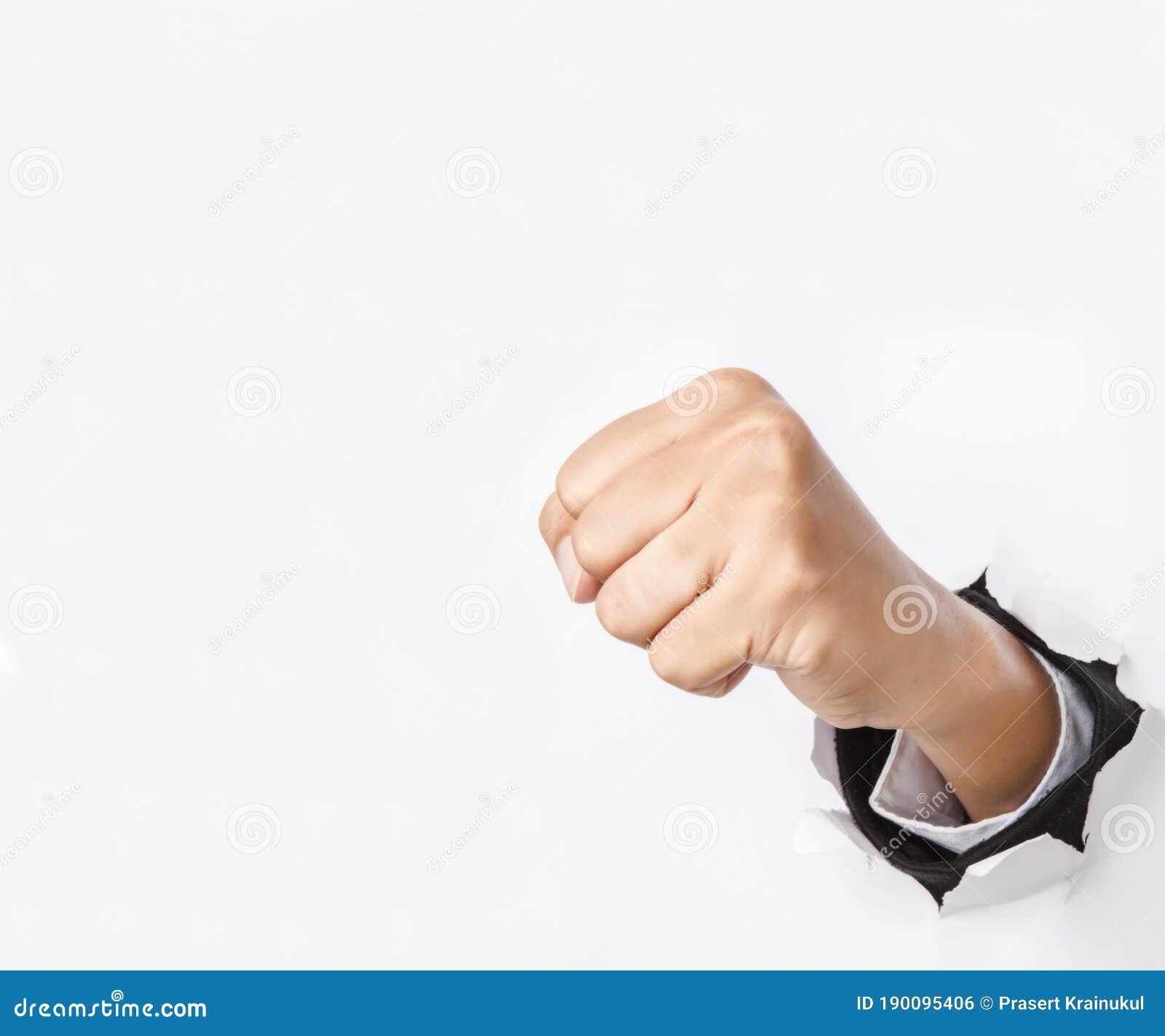 Hand Punching through the Paper Stock Photo - Image of punch, pressure ...