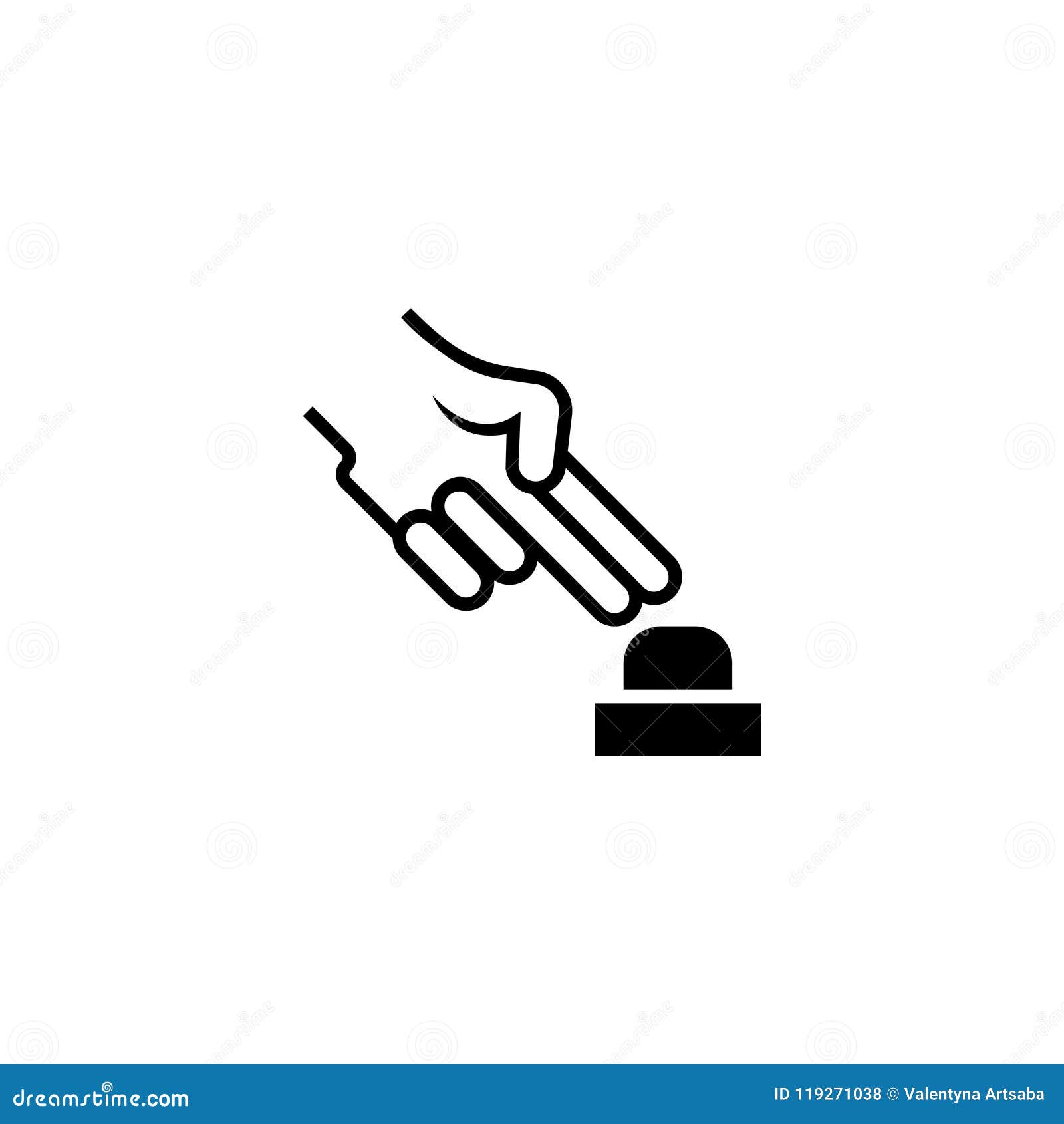 Hand Push Alarm Button Flat Vector Icon Stock Vector - Illustration of ...