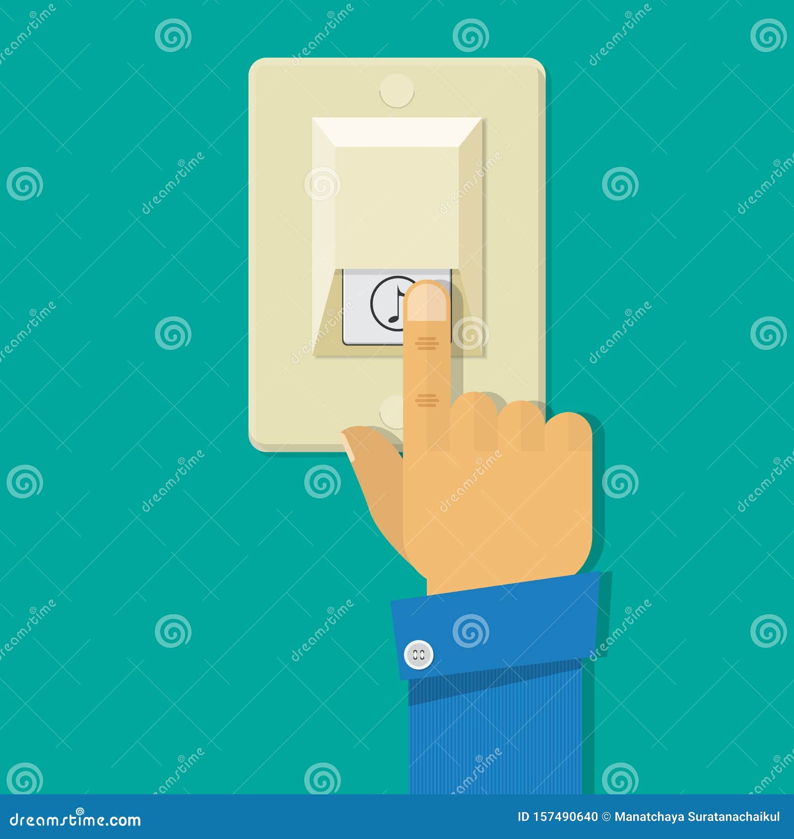 Hand push the bell button. stock illustration. Illustration of hand ...