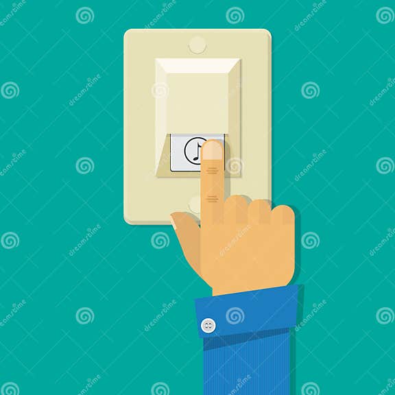 Hand push the bell button. stock illustration. Illustration of hand ...