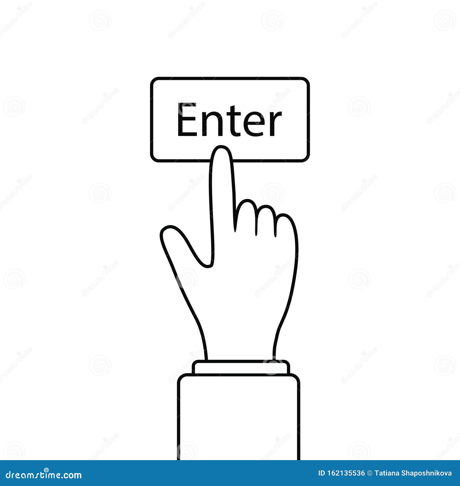 Hand Push Button Enter. Icon of Web Button Stock Illustration ...