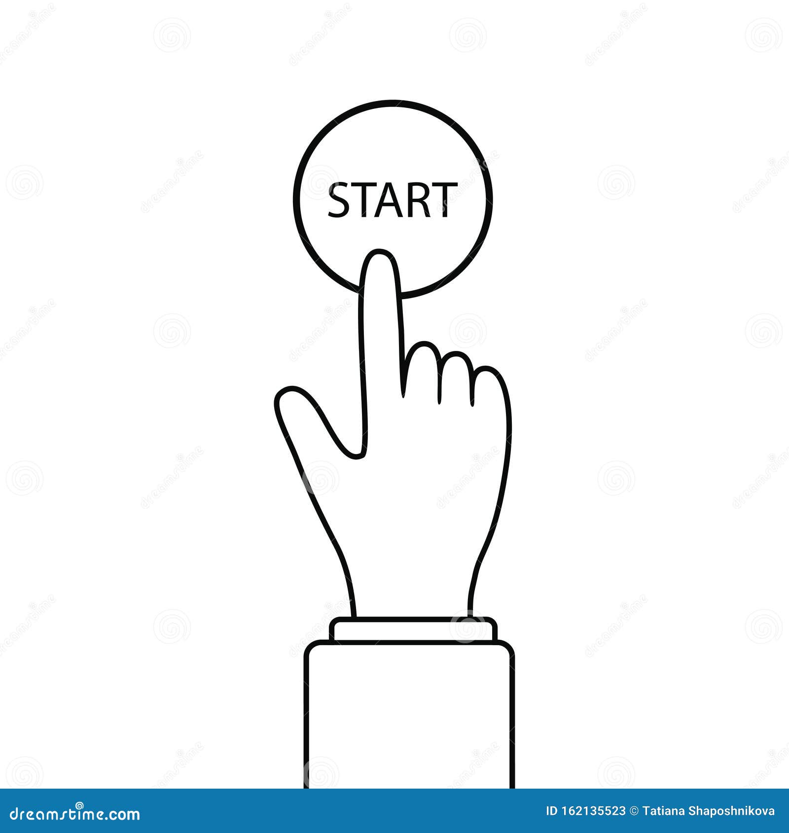 Hand Push Button Start on White Background Stock Illustration ...