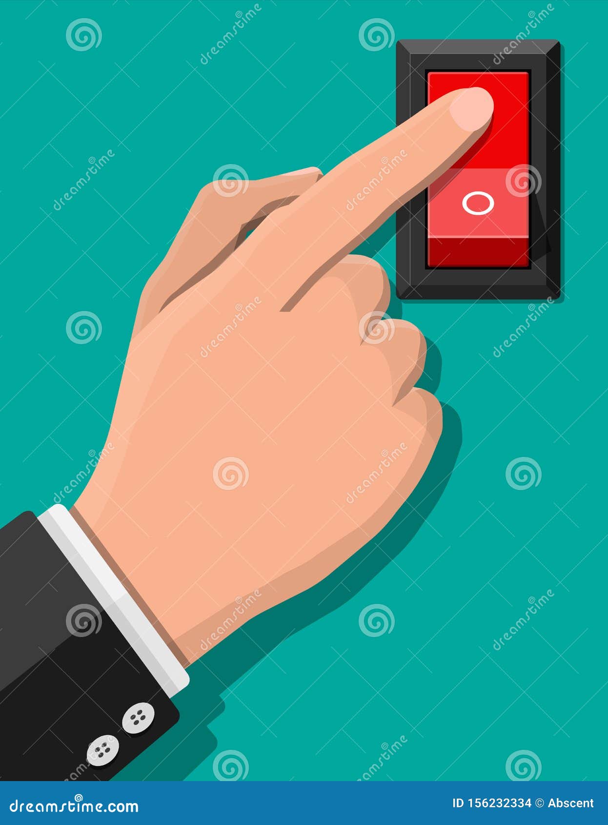 Hand Push Button Switch. Electric Control. Stock Vector - Illustration ...