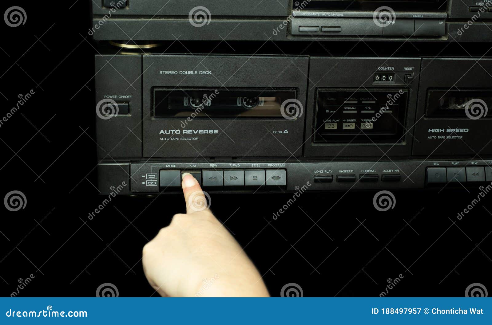 Hand Push Buttons Stereo Cassette Tape Player are Retro Technology ...