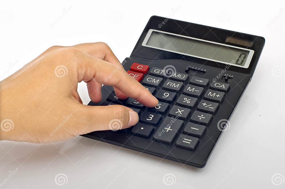 Hand Push Calculator Button Stock Photo - Image of finger, woman: 20071564