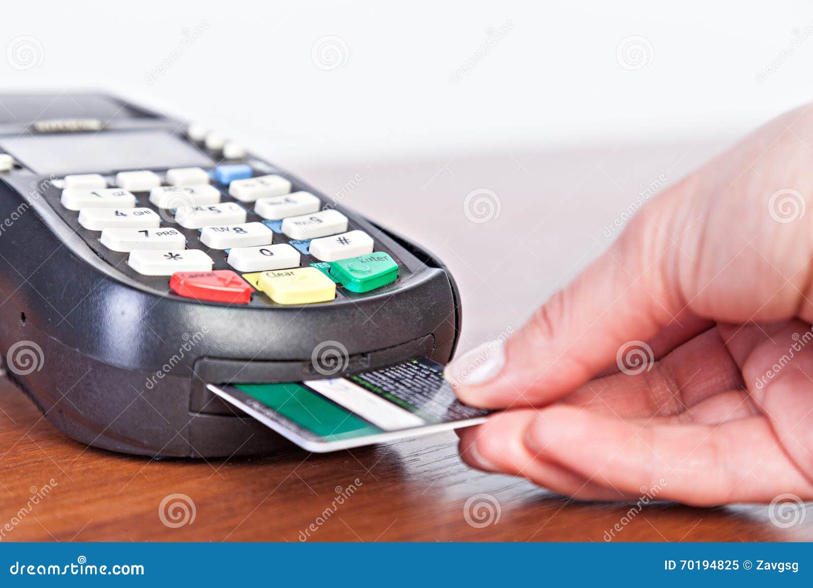 Hand Push Credit Card into a Credit Card Machine. Stock Image - Image ...