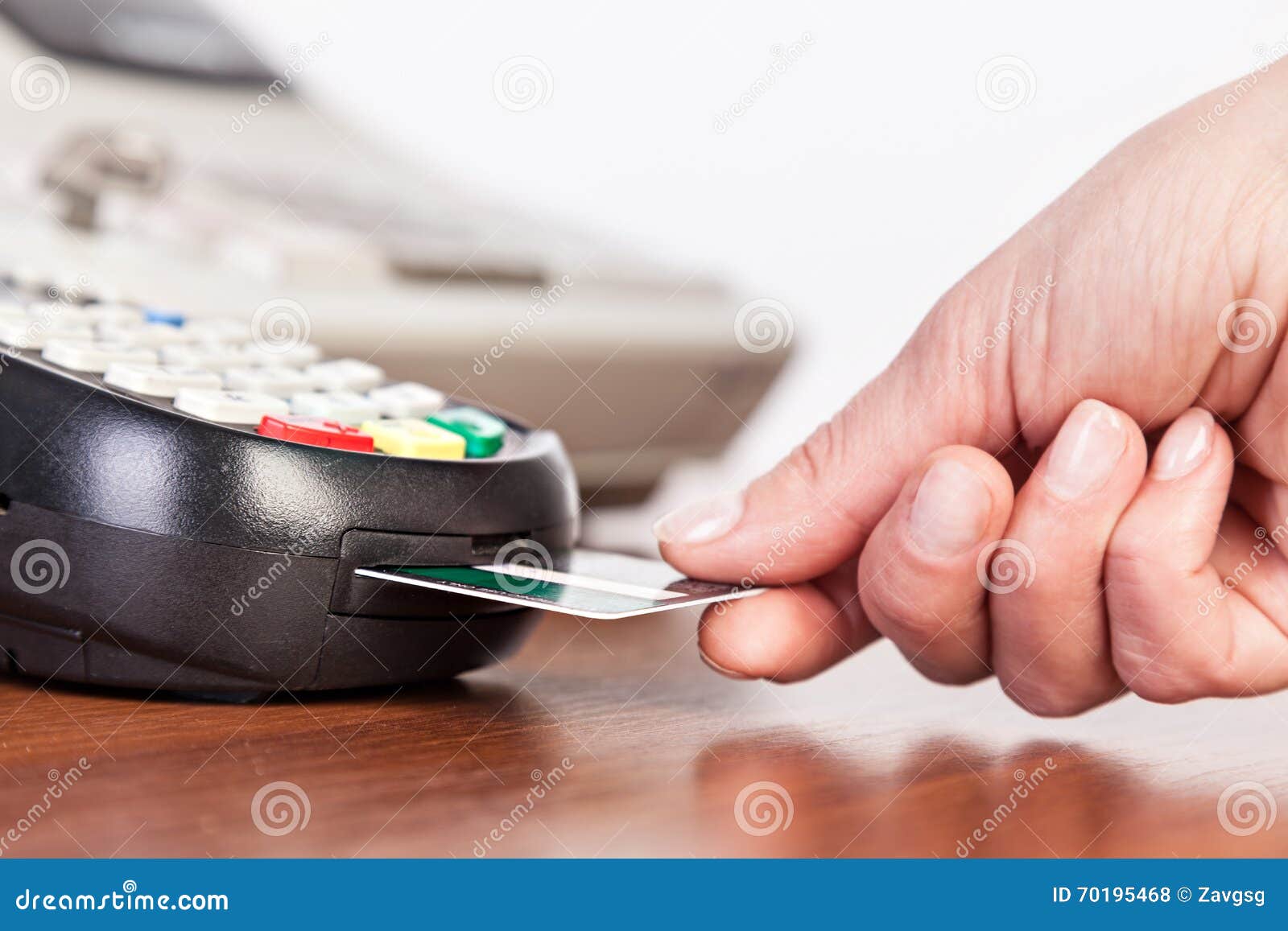 Hand Push Credit Card into a Credit Card Machine. Stock Photo - Image ...