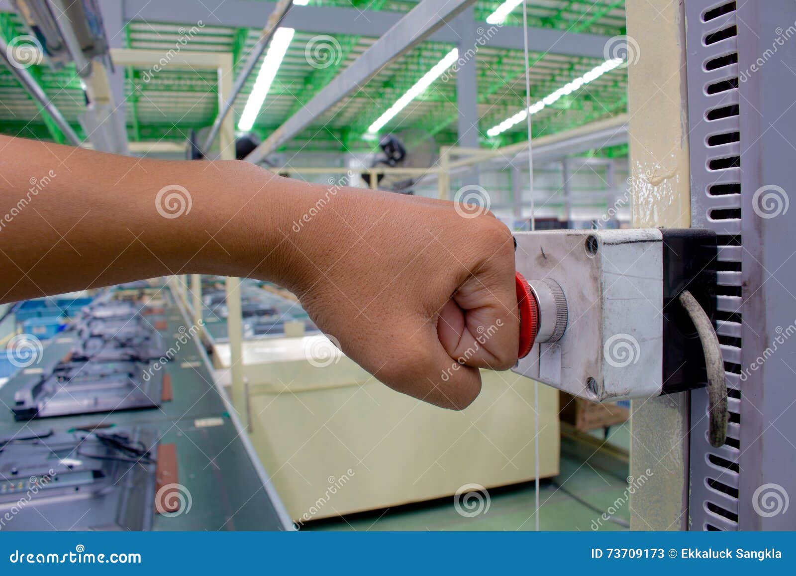 Hand Push Emergency Button in Product Line Stock Image - Image of ...