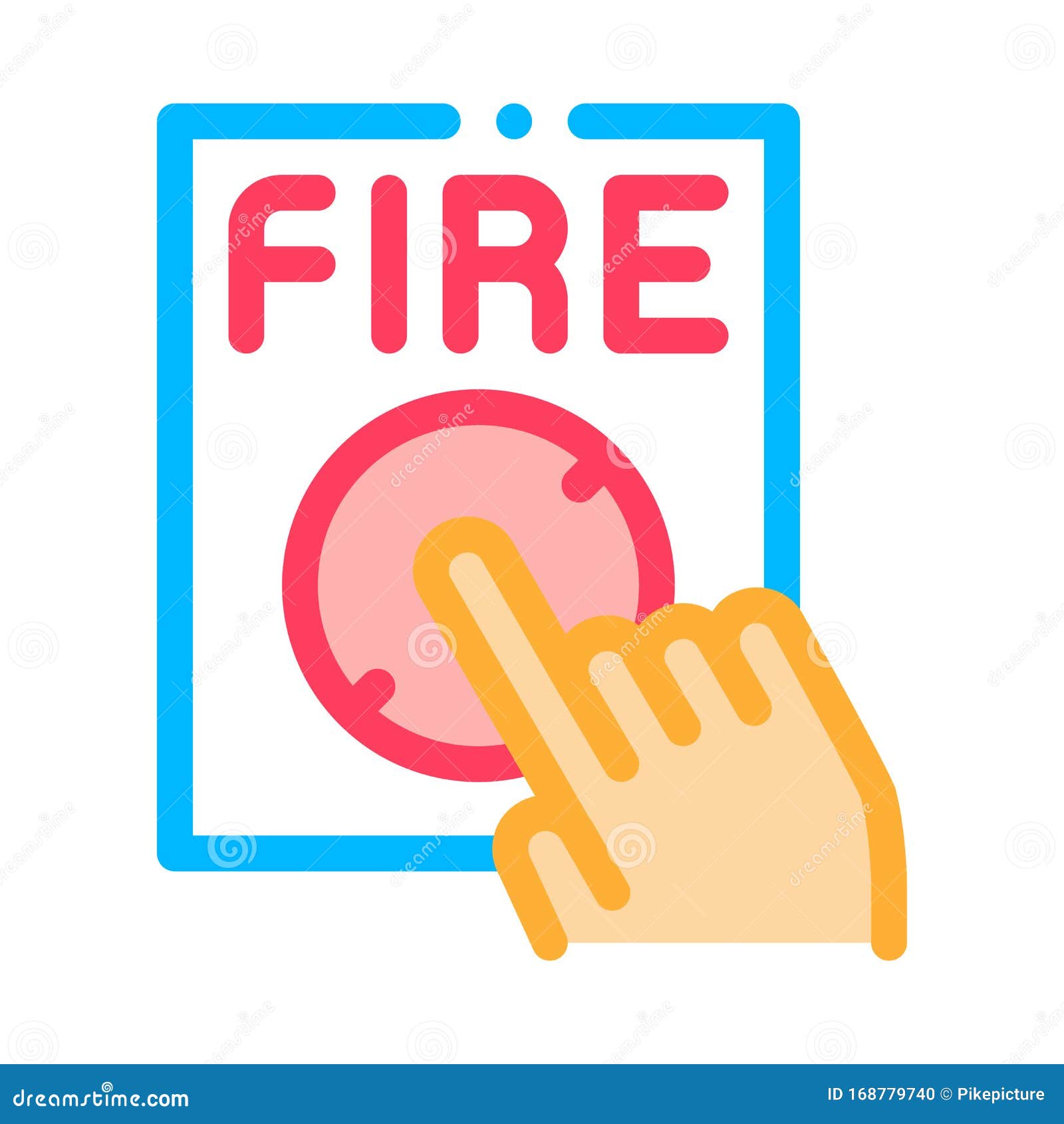 Hand Push Fire Button Icon Outline Illustration Stock Vector ...
