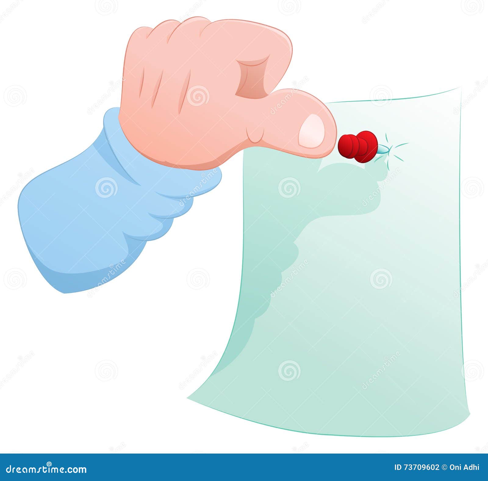 Hand push pin note stock illustration. Illustration of memo - 73709602