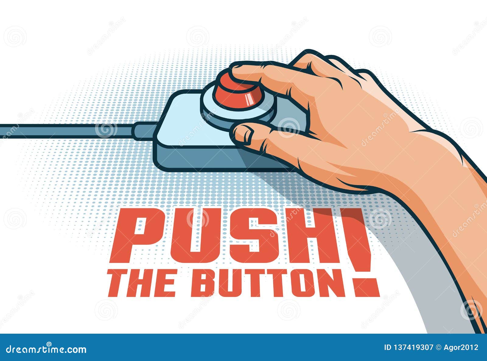 Hand Push the Red Button with Finger Stock Vector - Illustration of ...