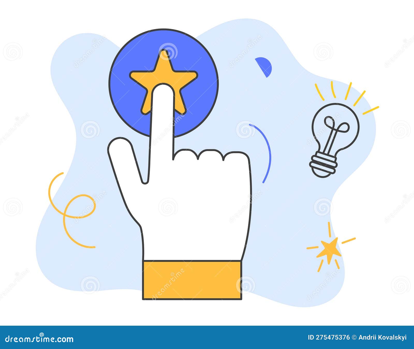 Hand Push at Star Icon. New Idea Concept Stock Illustration ...