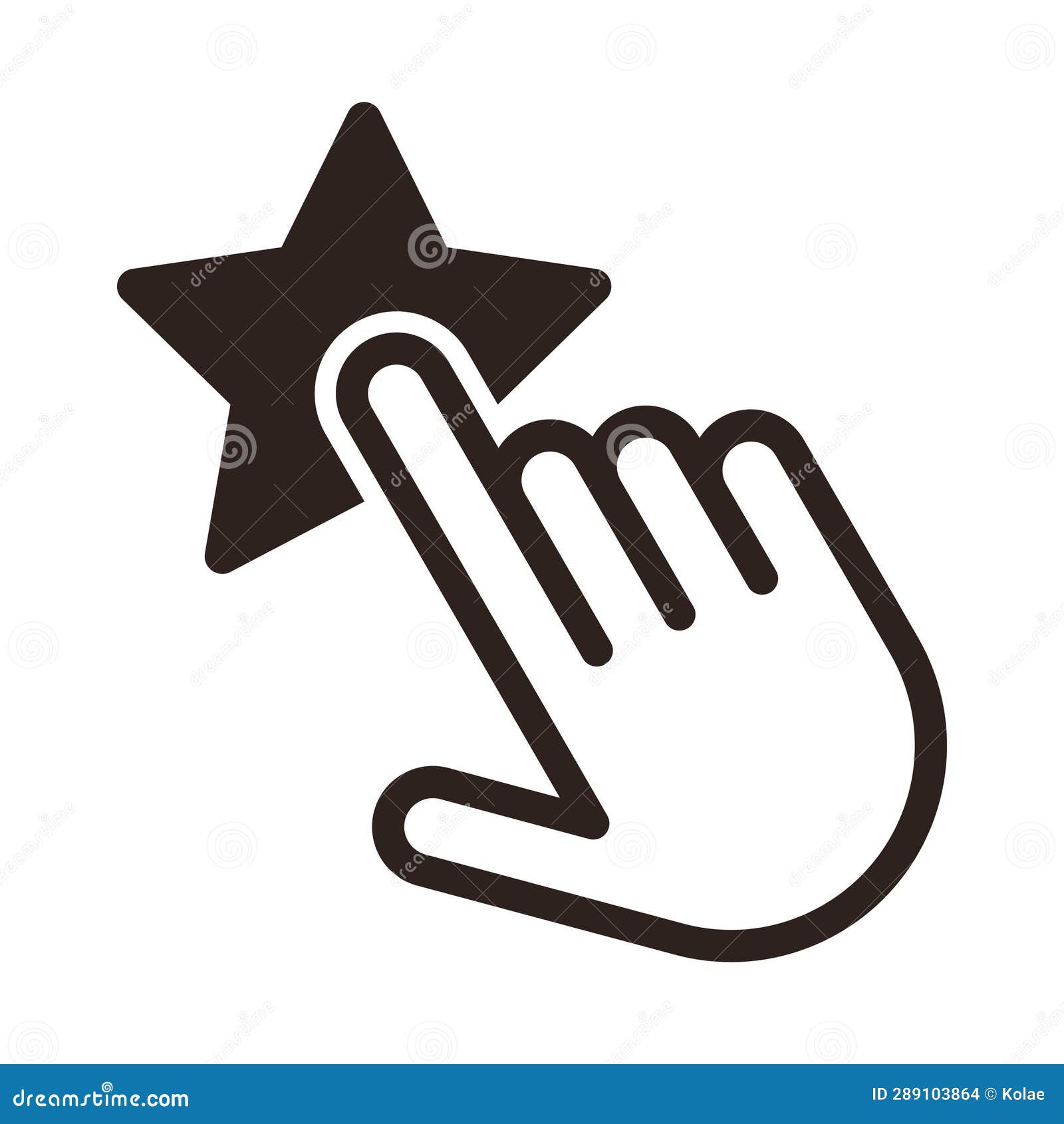 Hand push on star stock illustration. Illustration of loyalty - 289103864