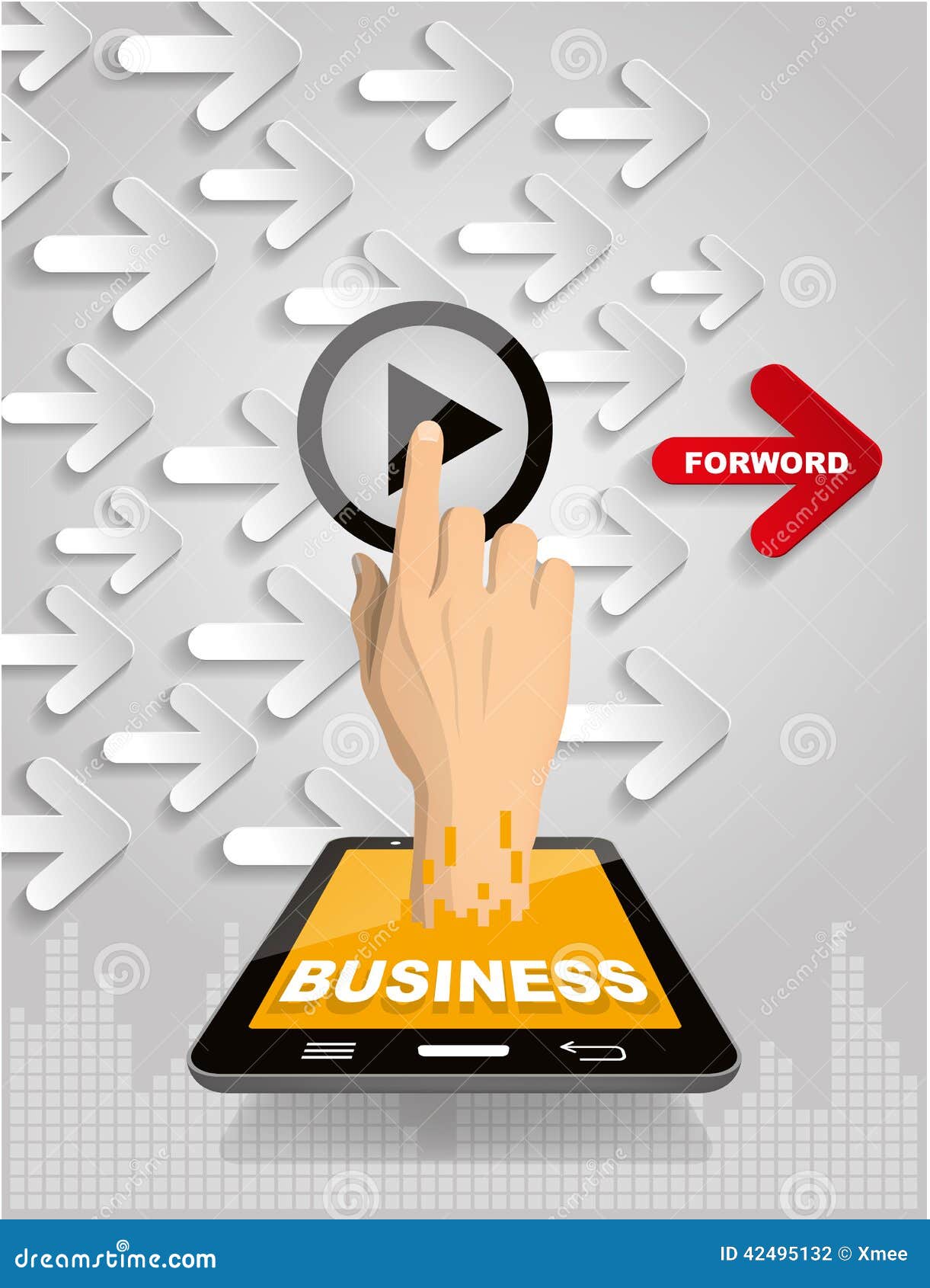 Hand Push Start Button on Touch Screen To Run Vide Stock Vector ...