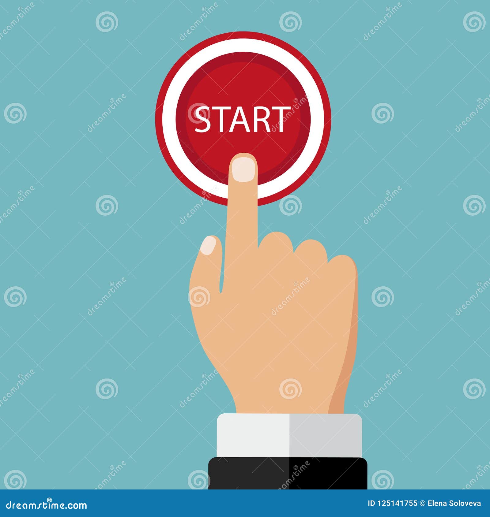 Hand Push Start, Press the Button, Flat Style, Top View. Stock Vector ... Hand Push Start, Press the Button, Flat Style, Top View. Stock Vector ...