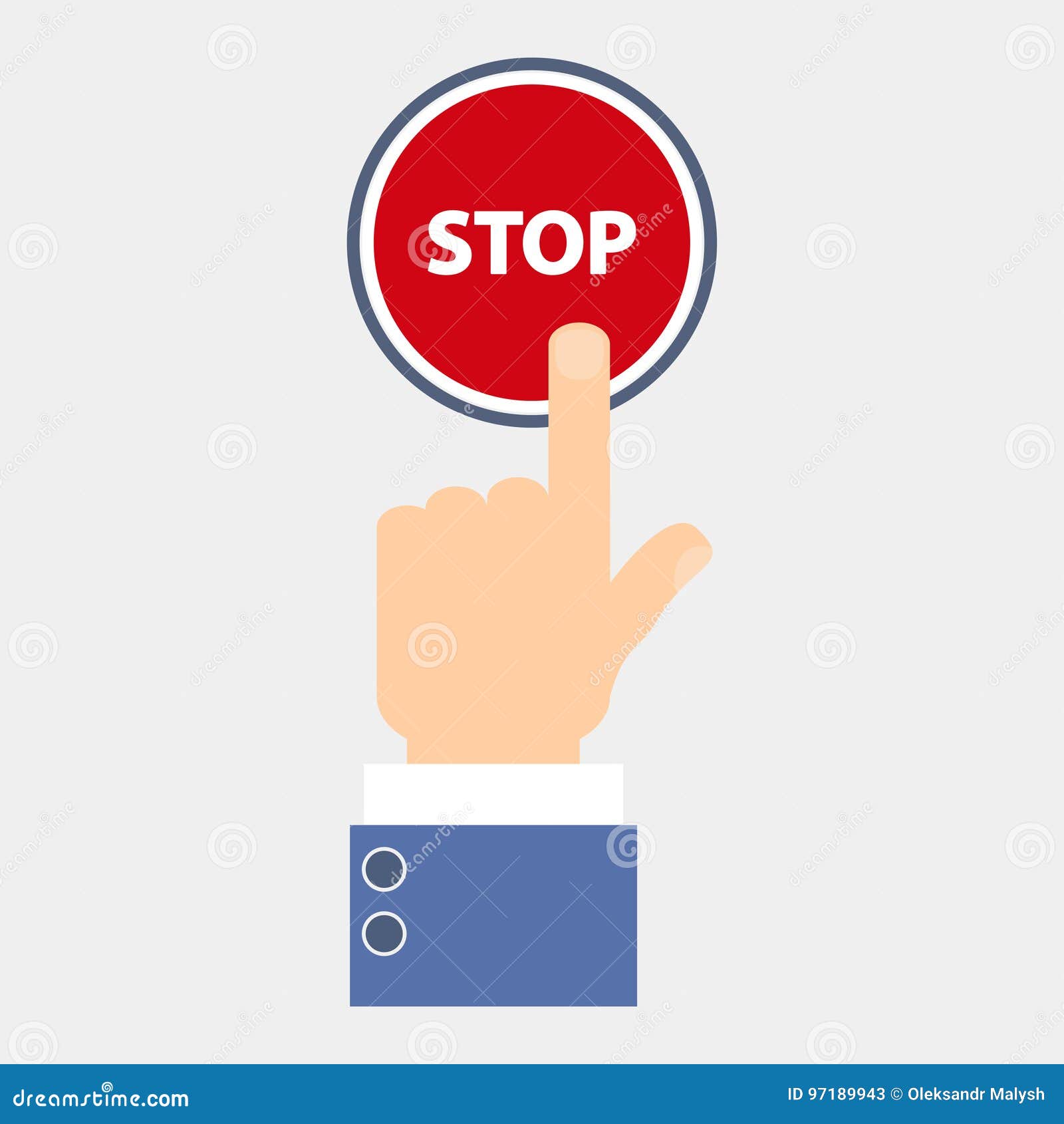 Hand push stop, stock vector. Illustration of isometric - 97189943