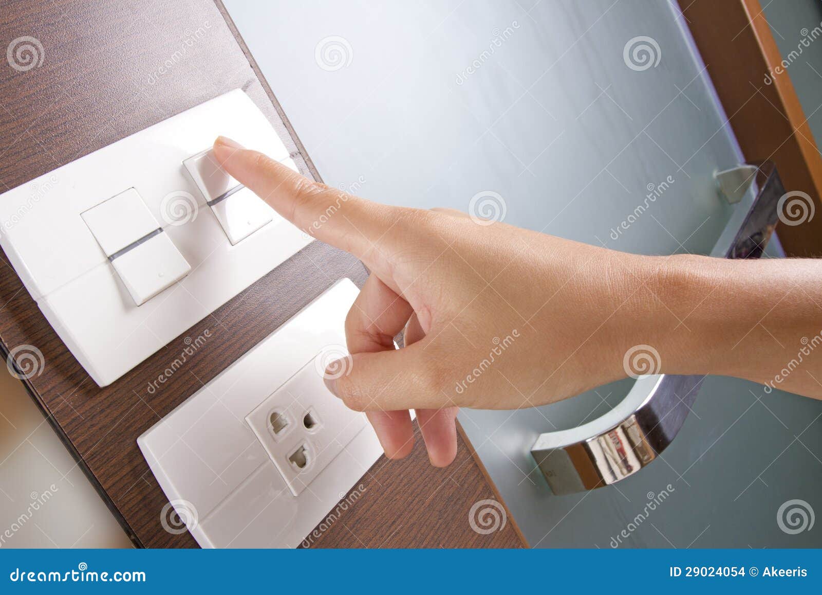 Hand push switch stock photo. Image of people, female - 29024054