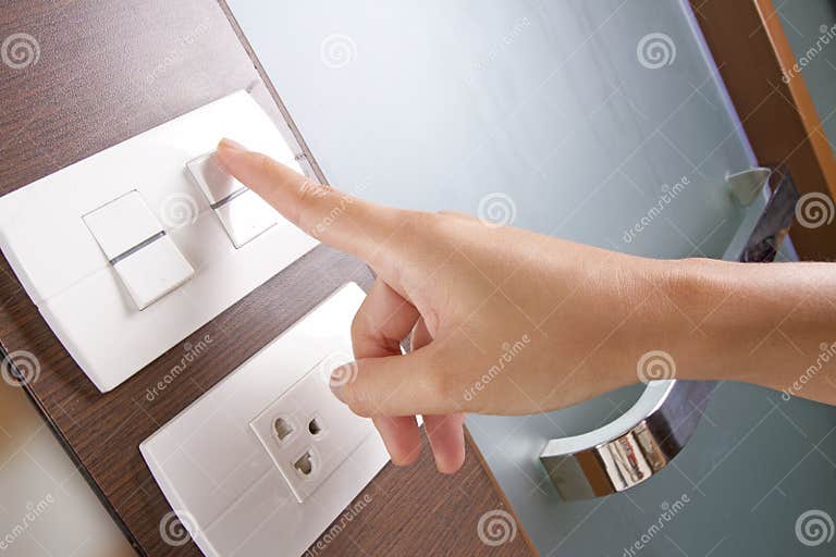 Hand push switch stock photo. Image of people, female - 29024054