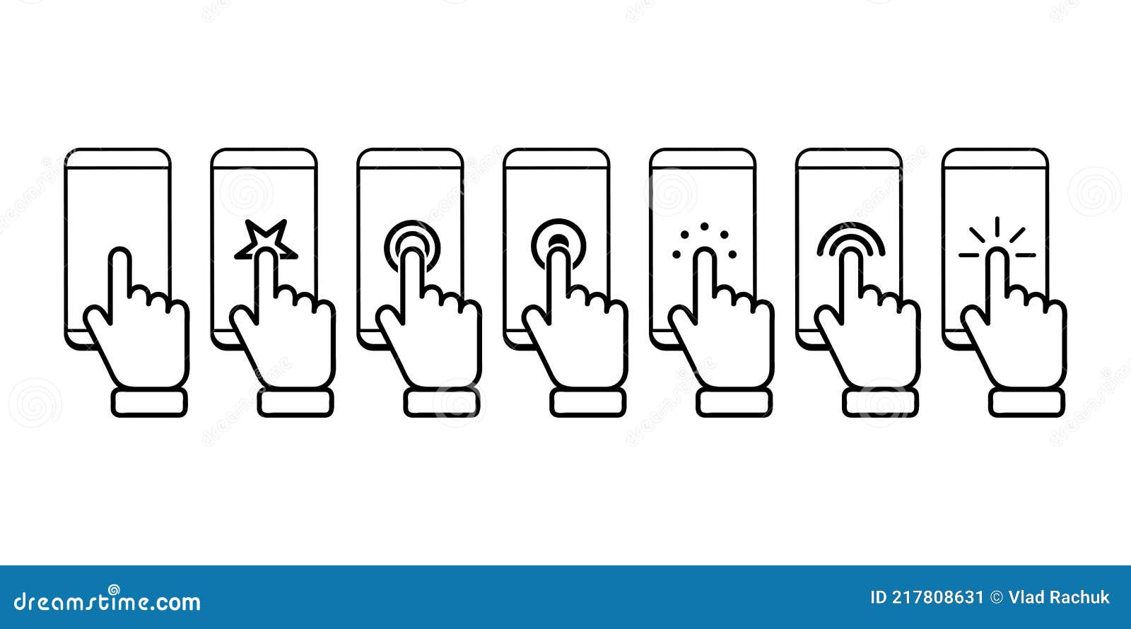 Hand Push Touchscreen Icon Set. Touch Vector Icon Set. Flat Touch Icon ...