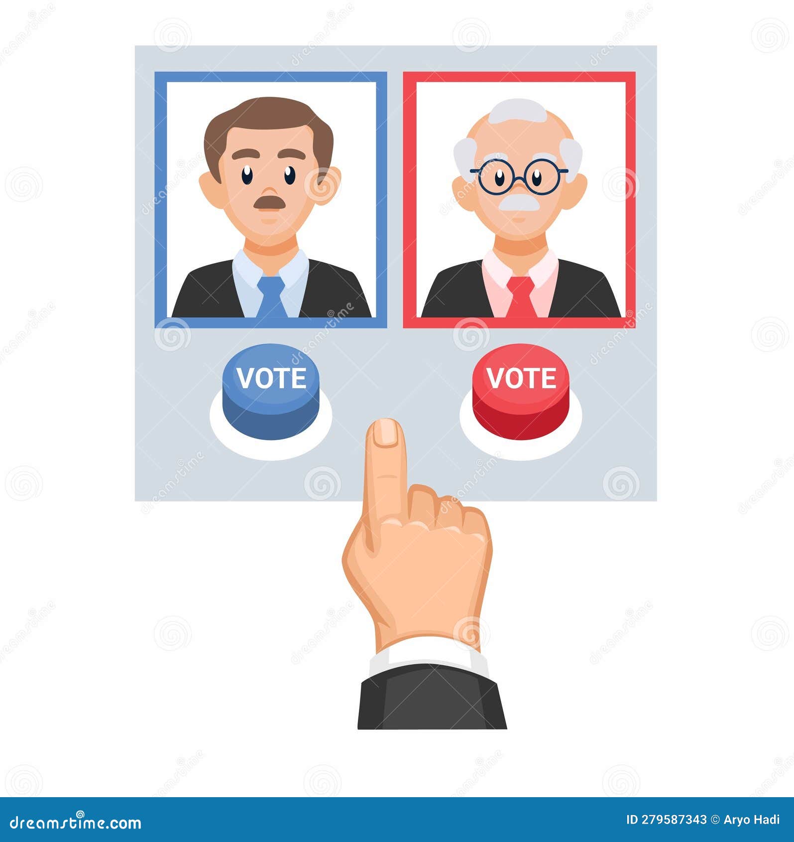 Hand Push Vote Election Button Symbol Cartoon Illustration Vector Stock ...