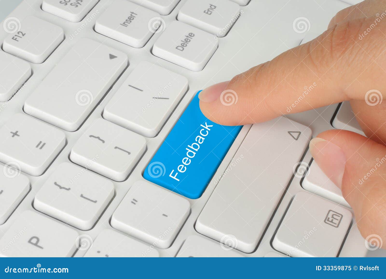 Hand Pushes Blue Feedback Button Stock Image - Image of choice, hand ...